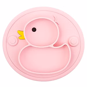Baby Divided Plate Silicone- Portable Non Slip Child Feeding Plate with Suction Cup for Children Babies and Kids BPA Free Baby Dinner Plate