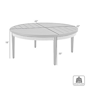 Armen Living Zella Modern Outdoor Patio Aluminum Metal Coffee Table, Charcoal