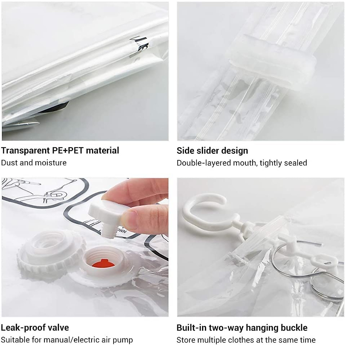 Clothes Storage Bags 2 PCS Hanging Vacuum Storage Bag Reusable Vacuum Storage Bag Can Be Used for Dresses, Coats, Down Jackets and Other Clothes