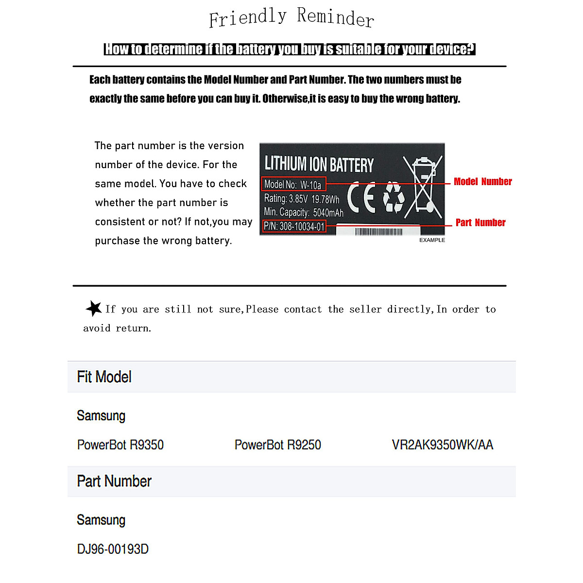 BCXY DJ96-00193D Battery Replacement for PowerBot, PowerBot R9250, DJ96-00193D Batteries