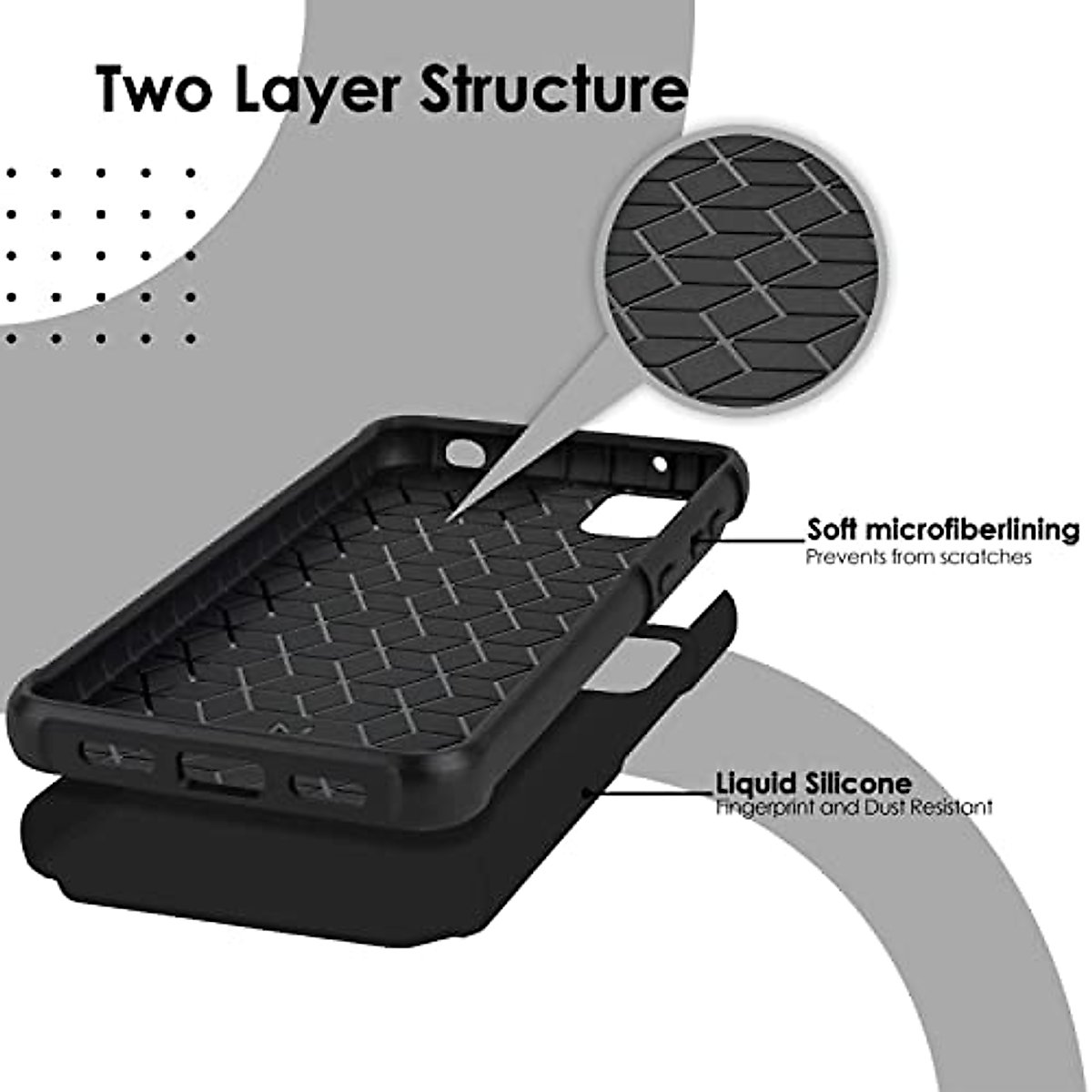 TJS for Alcatel TCL 30 Z T602DL Case, TCL 30 LE Case, with Tempered Glass Screen Protector, Dual Layer Hybrid Shockproof Drop Protection Impact Phone Case Cover for TCL 30Z / TCL 30LE (Black)