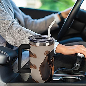 LLUTSNTH 40 Oz Vacuum Tumbler with Black Handle Leakproof Insulated Tumbler Dachshund Dog Stainless Steel Travel Mug with Lid And Straw Coffee Cup Cute Water Bottles Cup Holder Friendly