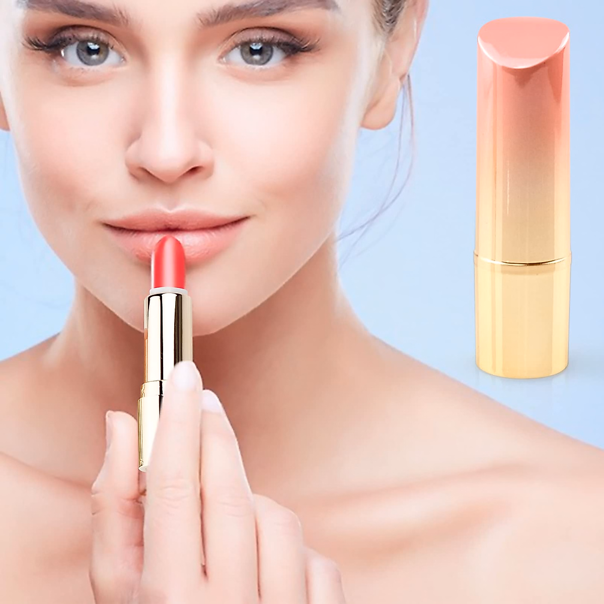 inheming 5 Pieces Empty Lipstick Tubes, 3.5g Gradient Pink Lipstick Tubes, Refillable DIY Lip Balm Tube Containers, Lip Stick Lip Balm Sample Tubes Vials