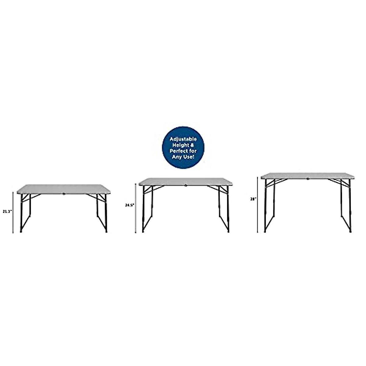 COSCO 4 ft. Fold-in-Half Portable Utility Table, Gray, Indoor/Outdoor, for Crafting, Tailgating, & Camping