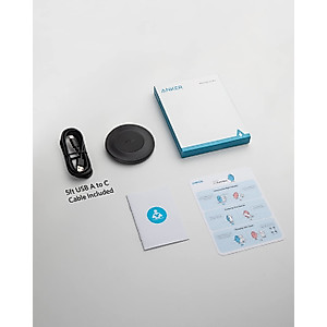 Anker 15W Max Wireless Charger with USB-C, PowerWave Alloy Pad, Qi Certified Fast Charging for iPhone SE, 11, 11 Pro, 11 Pro Max, X, Xs, Xr, Galaxy S20 S10 S9, Note 10, Note 9 & More (No AC Adapter)