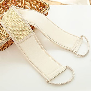 Exfoliating Back Scrubber for Shower, Bath Shower Scrubber for Men and Women, Dual Side Handle Body Washer, Exfoliating Texture Scrubbing Pad, Body Scrubber to Deep Clean Relax Your Body Beige