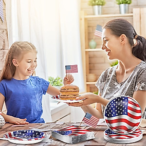 Mumufy 100 Pcs American Flag Patriotic Plates and Napkins 4th of July Party Supplies July 4th Disposable Paper Plates Napkins for Veterans Day Independence Day Decoration, Serves 50(Vivid)