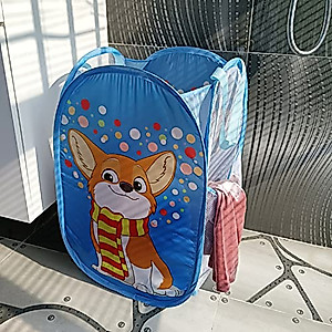 WEI LONG Mesh Popup Hamper-Foldable Lightweight Basket for Washing-Durable Clothing Storage for Kids Room,Students College Dorm,Home,Travel & Camping-Pop-up Clothes Hamper (Pink Rabbit)