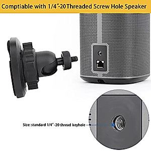 Mippko 2 Pack Speaker Wall Mount Holder for 1/4"-20 Threaded Screw Hole，360°Rotation Adjustment Aluminum Alloy Bracket, Black