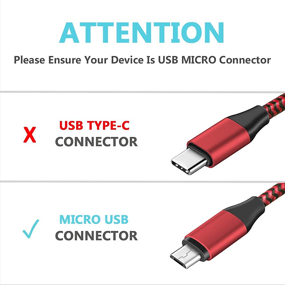 TPLTECH Charger Cord for Xbox One Controller Nylon-Braided Controller USB Cable Durable Android Micro USB 2.0 Cable Compatible with Xbox One Controller Charger Cord 2Pack 10FT