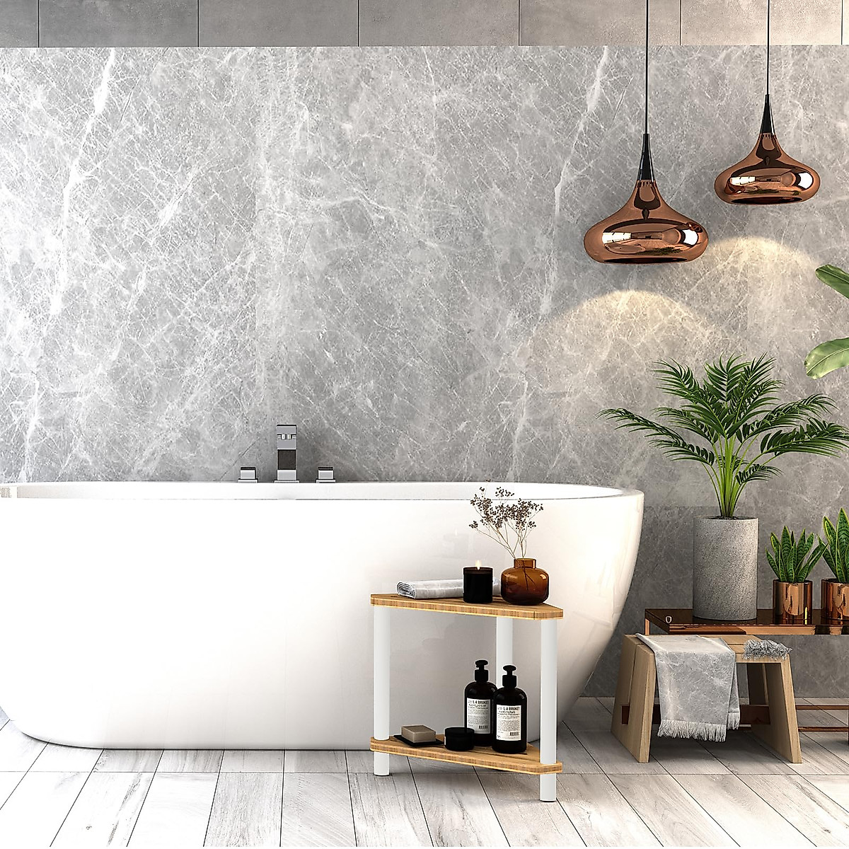 Bamboo Corner Shower Stool with White Metal Legs, Waterproof Shower Stool for Inside Shower Shaving Leg,Shower Foot Rest with Storage Shelf, Small Spaces,Bath Seat,Shower Bench