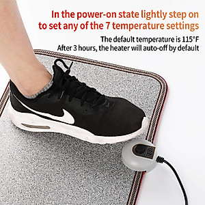 TISHIJIE Electric Heated Floor Mats - AC 110V Foot Heater, Heated Foot Warmer Mat Under Desk for Office and Home (Gray)