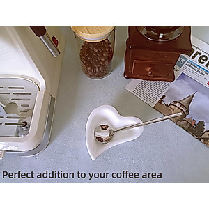 Coffee Spoon and Rest Set, Heart Coffee Spoon Rest for Coffee Bar Small Spoon Rest for Coffee Station Tea Spoon Rest Coffee Spoon Holder for Coffee Bar Teaspoon Rest with Spoon (Two Sets)