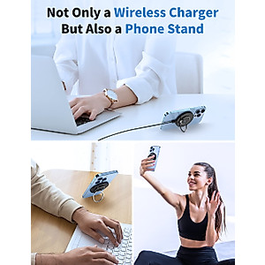RORRY 3 in 1 Magnetic Wireless Charger,15W Fast Charging Pad Phone Ring Holder,Μαg-Sαfe/Qi Wireless Charger Compatible with iPhone 15/14/13/12, Apple Watch 9/Ultra2/8/Ultra/7/6/5/4/3/SE,(Black)