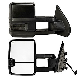 Towing Mirrors Compatible With 14-17 Chevrolet Silverado GMC Sierra 1500 15 16 Silverado Sierra 2500 HD 3500 HD Manual Telescoping Rear View Mirrors with Power Heated LED Turn Signals Side Mirror