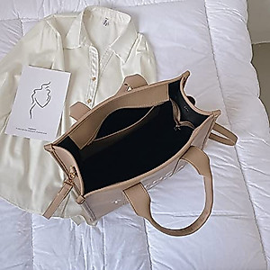 Cosetten Tote Bags for Women, Large Leather Tote Bag with Zipper, Shoulder/Crossbody/Handbag for Travel/Work/School（13.8*11*5.9in (Khaki)