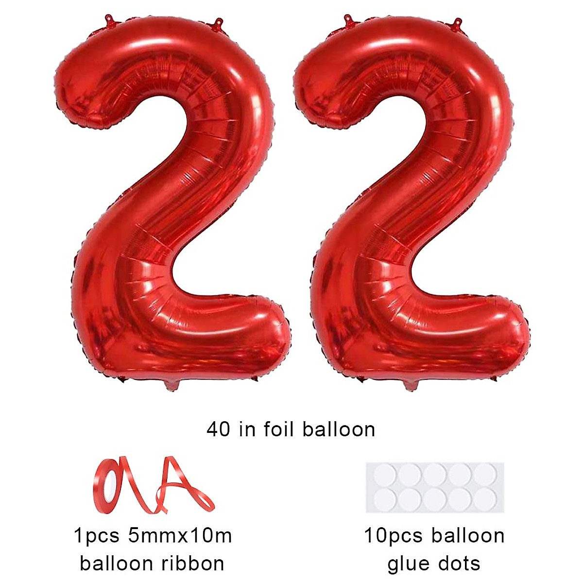 Xihuimay Number 22 Balloons 40 inch Digital Balloon Alphabet 22 Birthday Balloons Digit 22 Helium Balloons Big Balloons for Birthday Party Supplies Wedding Bachelorette Bridal Shower, Red Number 22
