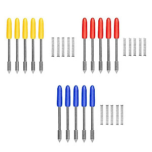 Eovuasclk 30 Pcs 30/45/60 Degree Blade Vinyl Cutter Plotter Cutting Blades for CB09 CB09U Graphtec with Blade Holder Base, Yellow&red&blue