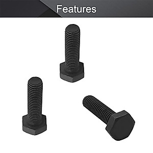 MroMax M10 Left Hand Hex Bolt M10-1.5 x 35mm Hex Head Screw Bolts Carbon Steel Grade 12.19 Fully Threaded Metric Hex Bolts Black 3Pcs