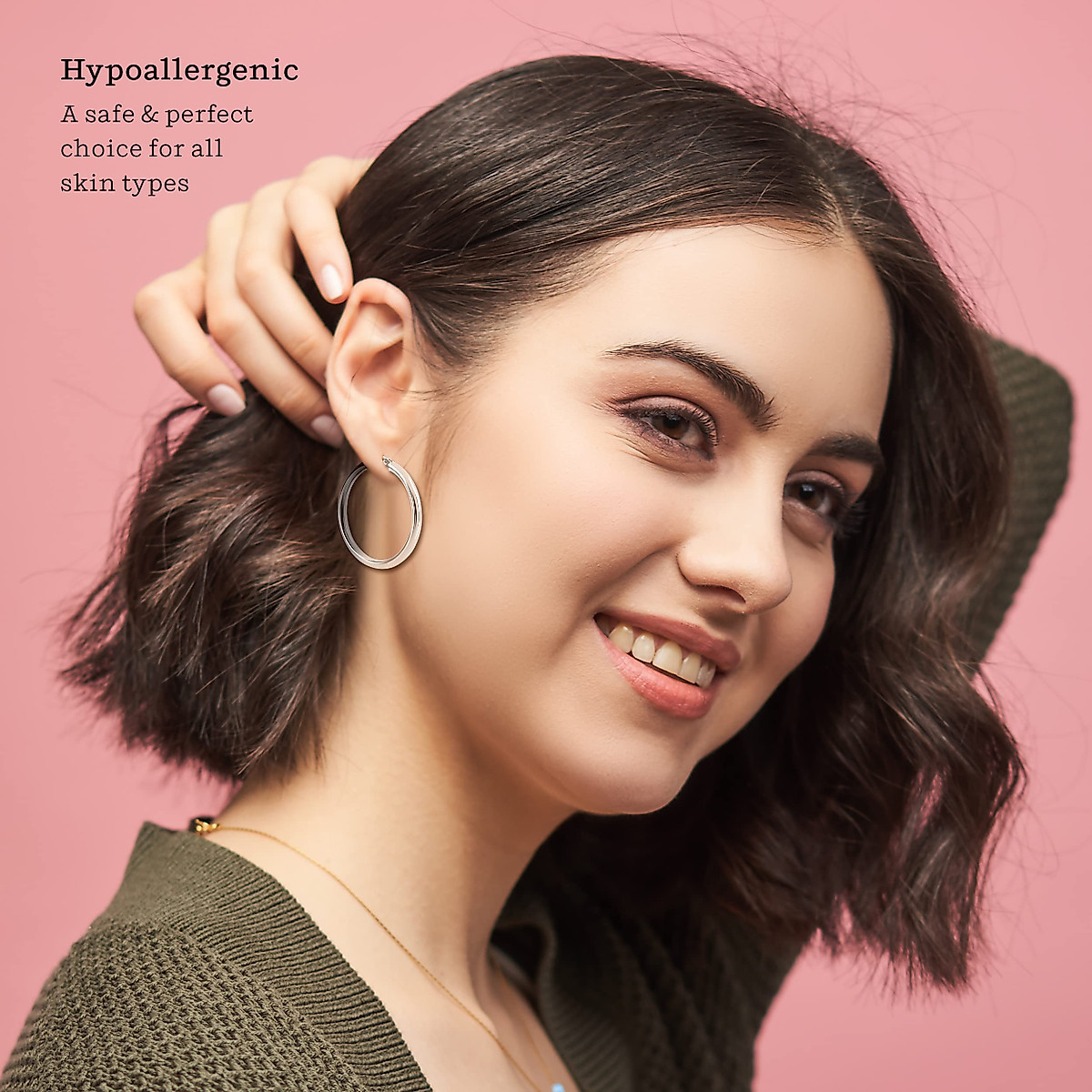 Sterling Silver Hoop Earrings - 3mm x 35mm Click-Top Tube Hoop