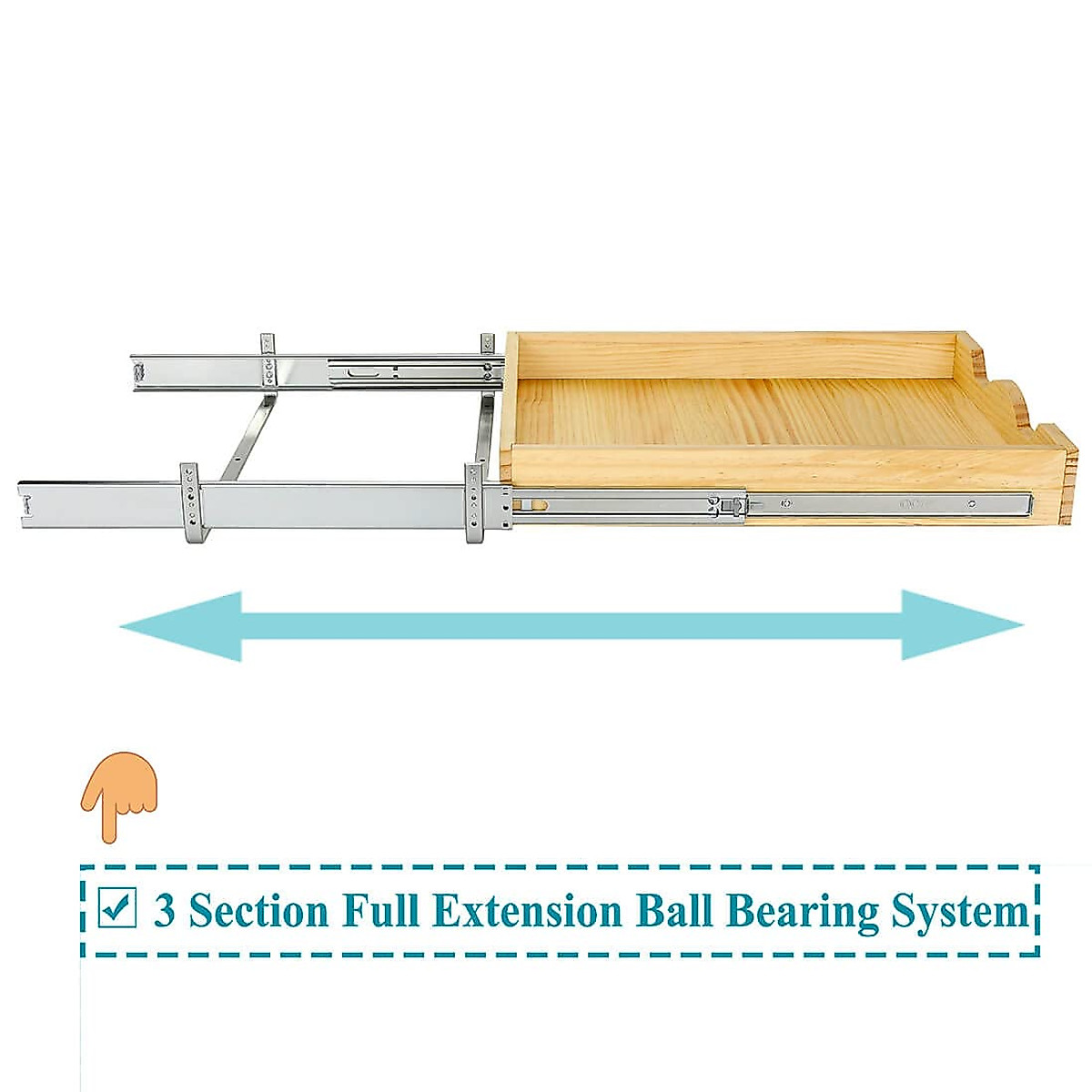OCG Pull Out Cabinet Organizer 20" W x 21" D, Slide Out Wood Drawer Shelf, Pull Out Shelves for Base Cabinet Organization in Kitchen, Pantry, Bathroom