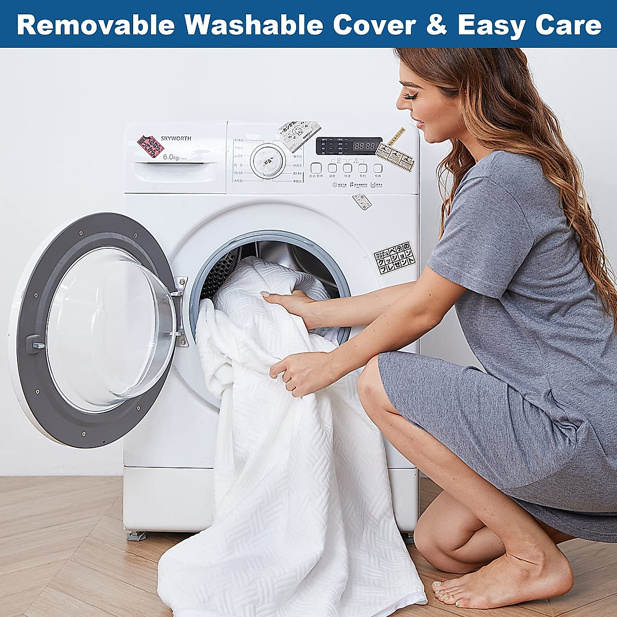 Bomdaia 3 Inch Gel Memory Foam Mattress Topper Full Size High Density Cooling Mattress Pad Pressure Relief Bed Topper for Back Pain, Bamboo Charcoal Foam Topper with Removable & Washable Cover