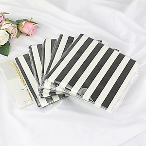 Dulousia Biodegradable Striped Paper Party Napkins,Black, 100 Count