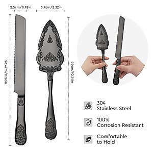 AW Bridal Black Wedding Cake Knife And Server Set, Vintage Cake Cutting Set for Wedding, Personalized Cake Cutter Wedding Gift Bridal Shower Gift Anniversary Engagement Gift For Couple
