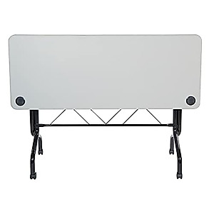Office Star Resin Multipurpose Flip Training Table with Locking Casters for Home or Office Use, 5 Feet Light Gray