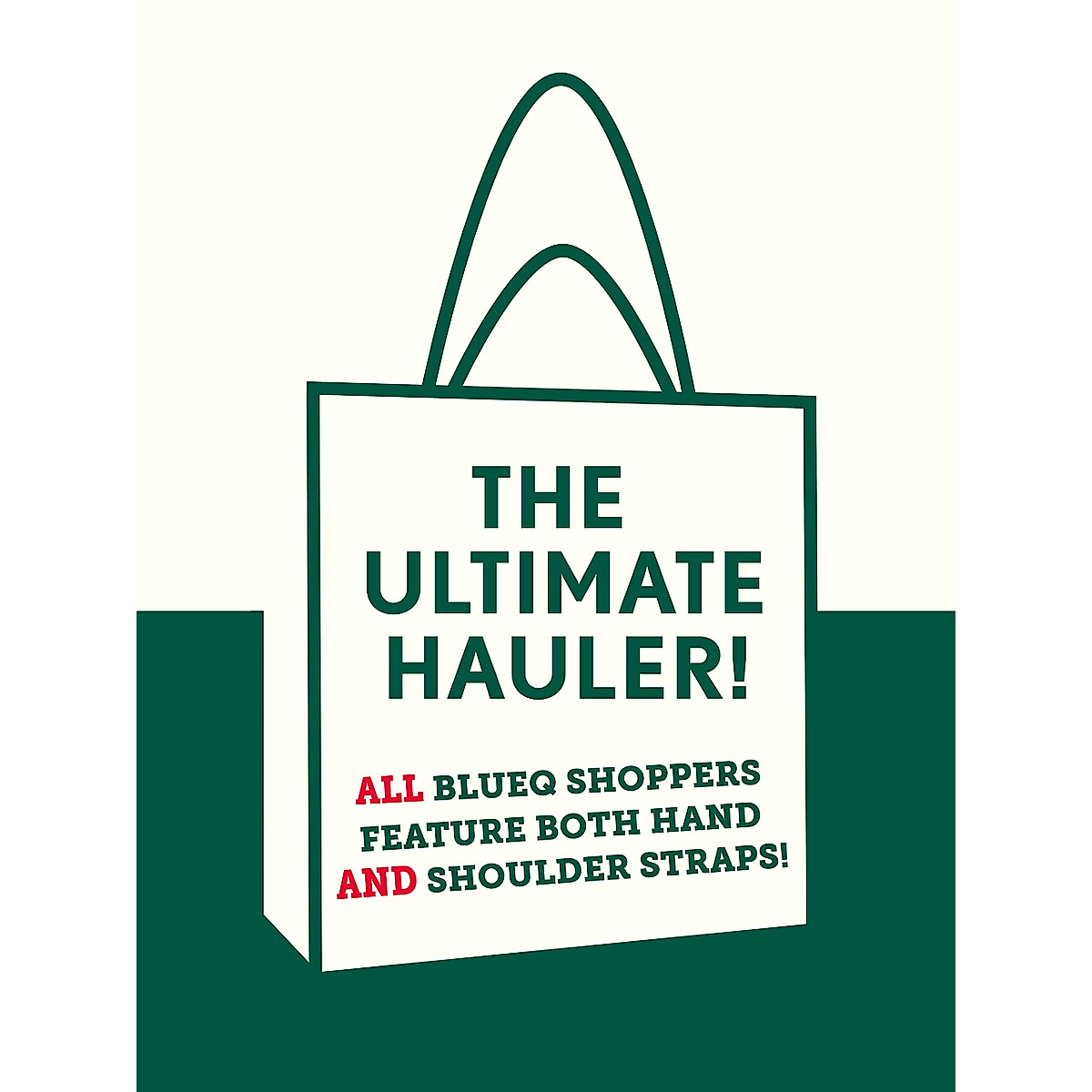 Blue Q Shoppers, Reusable Grocery Bag, Sturdy, Easy-to-Clean, 15" h x 16" w x 6" d, made from strong 95% recycled material (Random Crap)