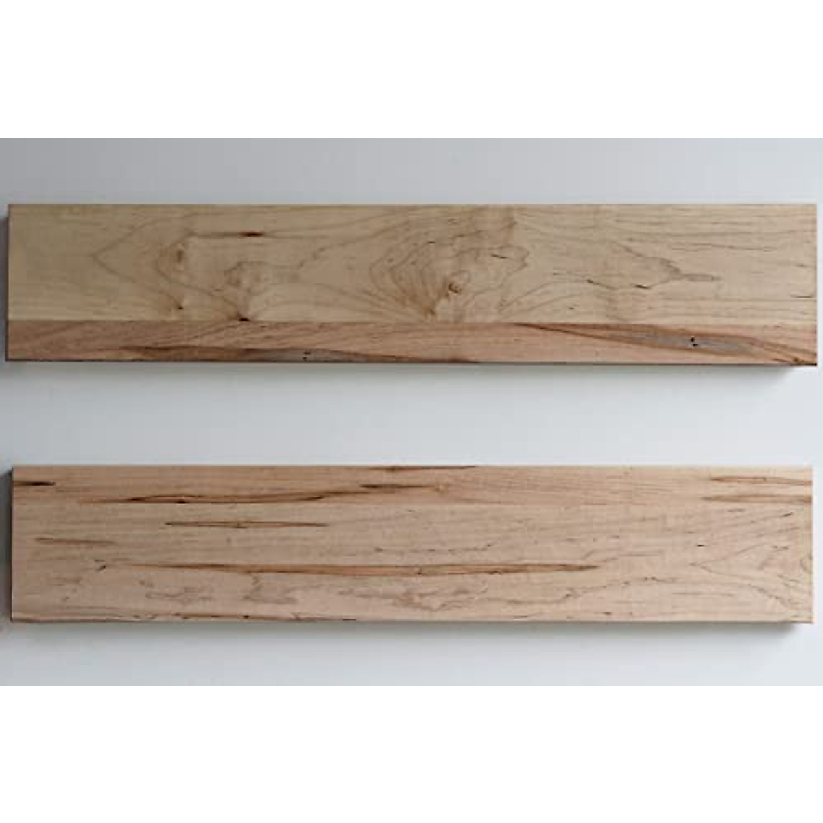 Urban Legacy Modern Hardwood Floating Accent Shelves | Set of 2 | Wormy Maple | Furniture Grade Clear Coat | Amish Handcrafted, Lancaster, PA (24" x 7" x 2")
