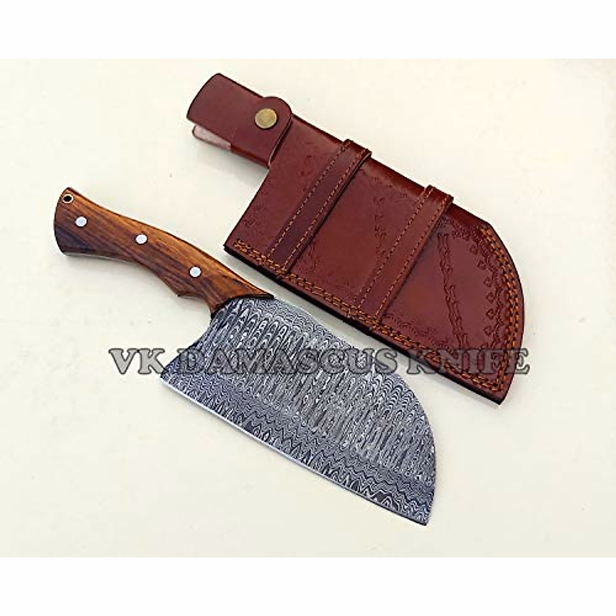 Handmade Damascus Cleaver Chopper Serbian chef knife kitchen knife fixed blade Knife 11.5 Inches with sheath VK5518