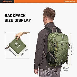 SKYSPER Packable Hiking Backpack 30L Lightweight Daypack Travel Backpacks for Women Men（Green）
