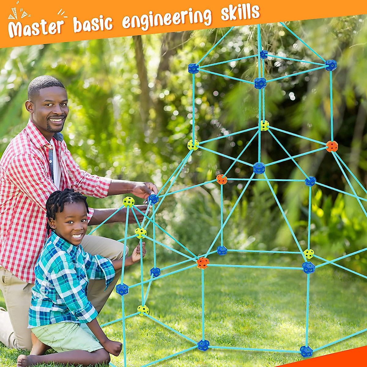 Kids Fort Building Kit,110 Pieces DIY Creative Fort Toy for 6 7 8 9 10 11 12 Years Old Boy & Girls, Construction STEM Building Toys Castles Tunnels Play Tent Rocket Tower for Indoor & Outdoor