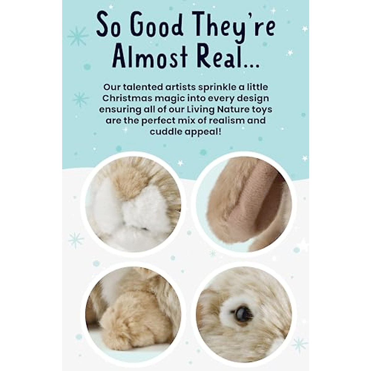 Living Nature Brown Sitting Lop Eared Rabbit Stuffed Animal | Fluffy Rabbit Animal | Soft Toy for Kids | 7 inches