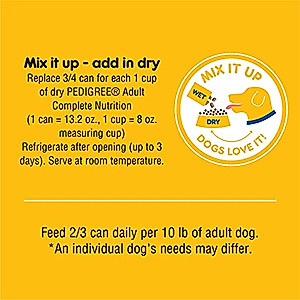 PEDIGREE High Protein Adult Canned Wet Dog Food Variety Pack, Chicken & Turkey Flavor in Gravy and Beef & Lamb Flavor in Gravy, (12) 13.2 oz. Cans