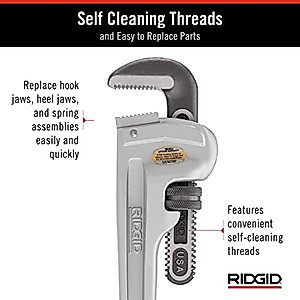 RIDGID 31100 Model 818 Aluminum Straight Pipe Wrench, 18-inch Plumbing Wrench