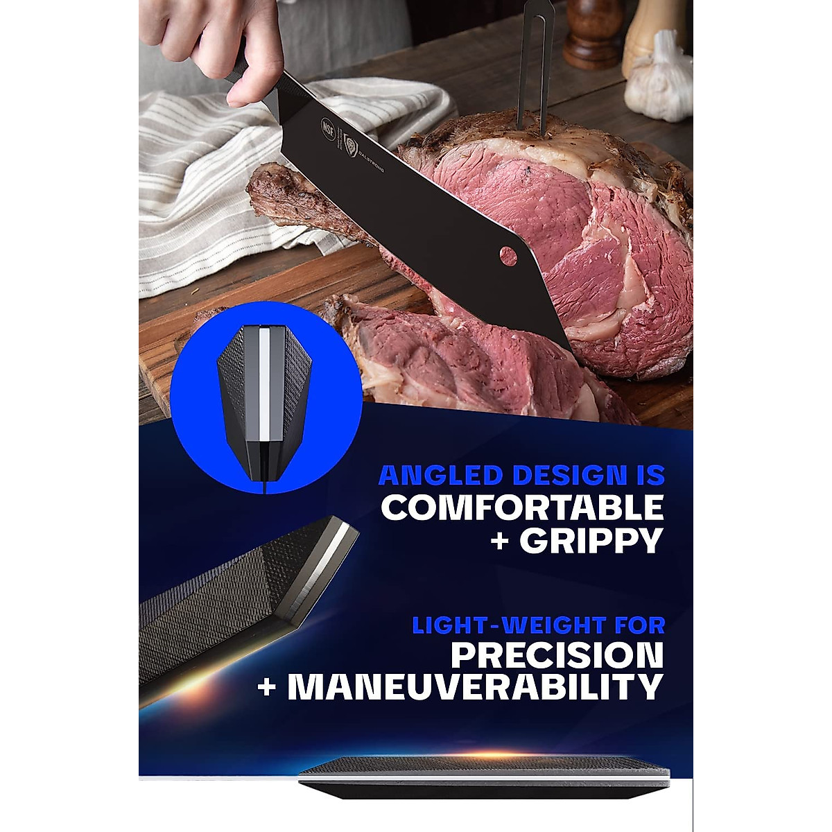 Dalstrong Hybrid Cleaver & Chef Knife - 8 inch - 'The Crixus' - Shadow Black Series - Razor Sharp Black Titanium Nitride Coated - High Carbon 7CR17MOV-X Vacuum Treated Steel - Sheath - NSF Certified