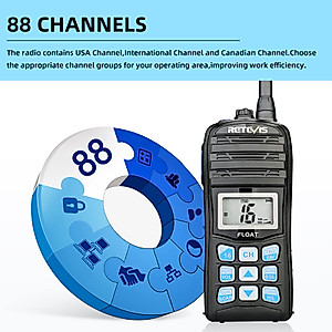 Retevis RT55 Handheld Marine Radio,Marine Two-Way Radios, Floating IP67 Submersible Waterproof,Vibration Drainage,NOAA Weather,International,LCD Screen,Emergency, Ship to Shore Radio for Boats Kayak