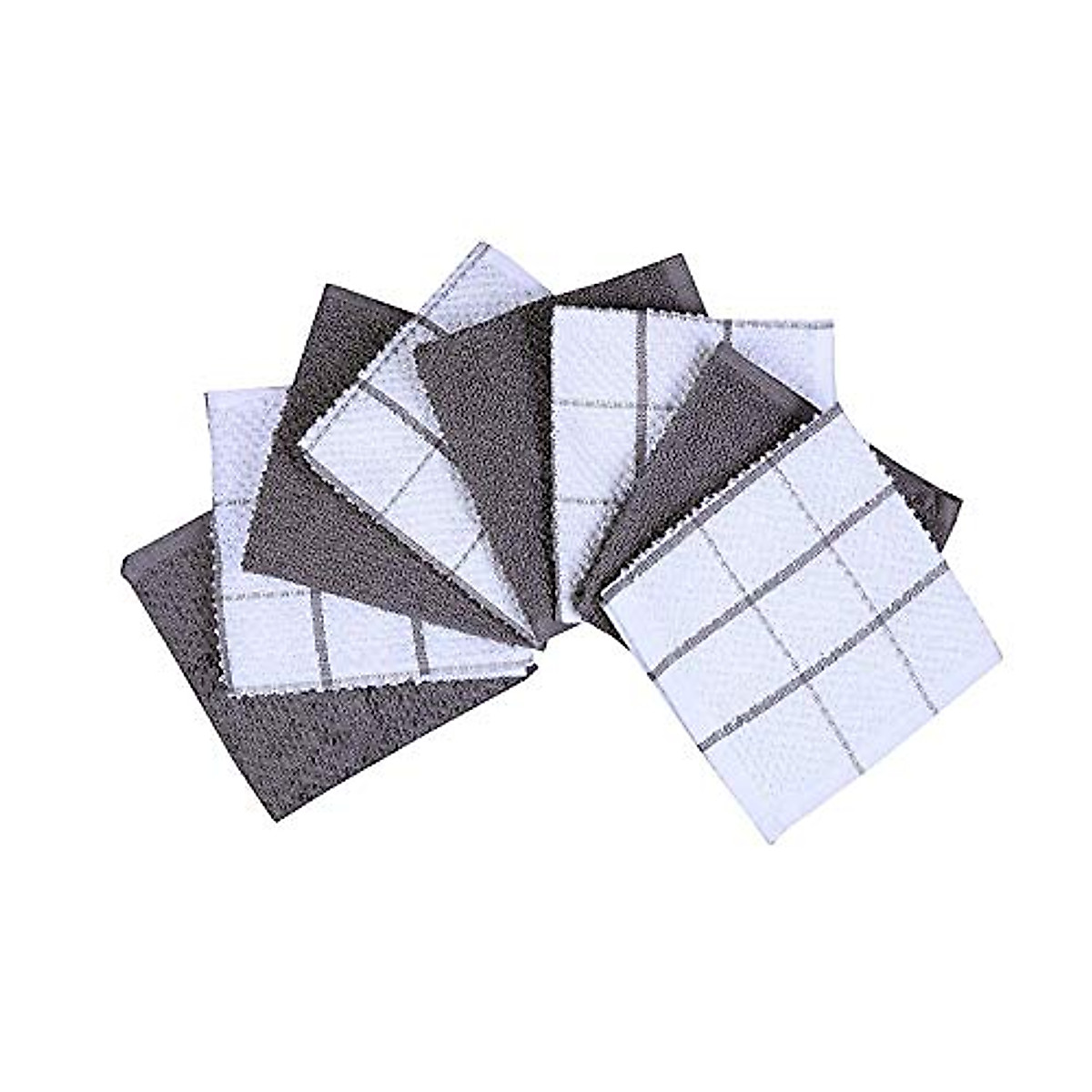 AMOUR INFINI Cotton Terry Kitchen Dish Cloths | Set of 8 | 12 x 12 Inches | Super Soft and Absorbent |100% Cotton Dish Rags | Perfect for Household and Commercial Uses | Light Gray