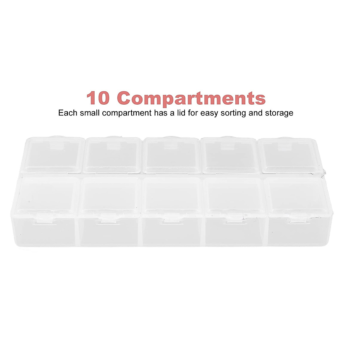Yinhing Bead Organizer, Compartment Organizer Box,Grid Organizer Box, Container Box, Nail Bead Storage, Grid Storage Organizer, 10 Compartment Storage Container