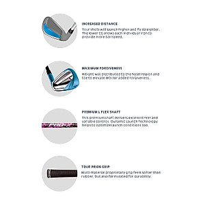 Aspire PRO-X Ladies Womens Complete Right Handed Golf Clubs Set Includes Titanium F Driver, 3 Fairway Wood, 4-5 Hybrids, 7-SW Irons, Putter, Cart Bag, 4 H/C's (Regular Size, Right Hand)