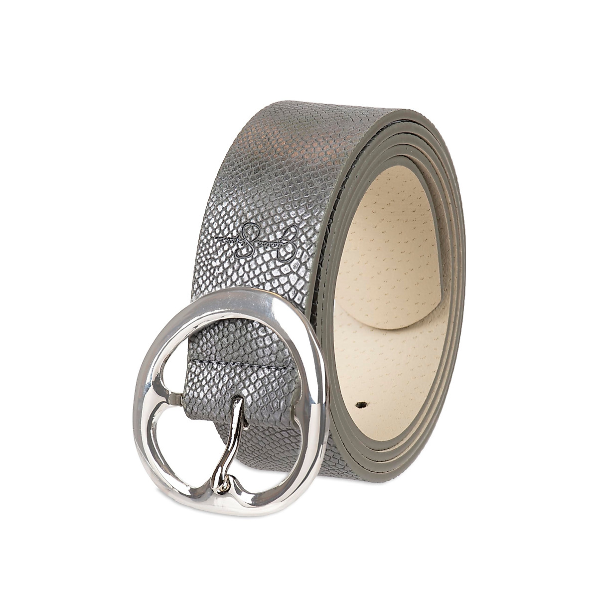 Jessica Simpson Women's Fashion Casual Belt, Grey Textured, Medium