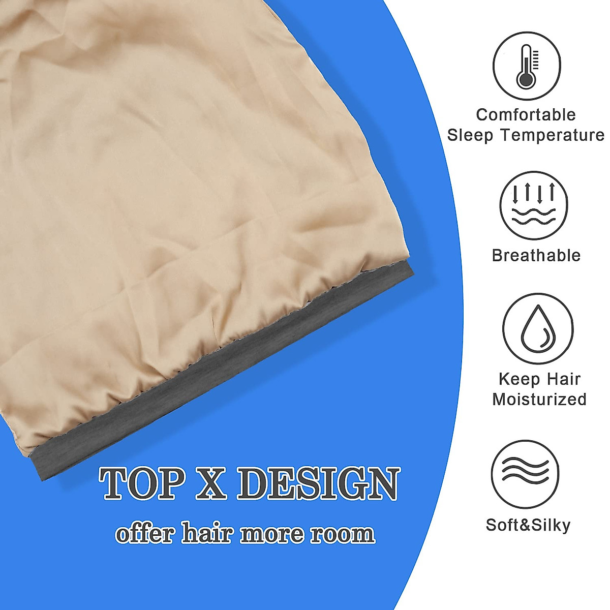 2 Pcs Adjustable Silk Satin Bonnet Hair Wrap for Sleeping - Silk Lined Slouchy with Adjustable Strap - Night Caps for Women and Men with Curly Hair - Head Scarf