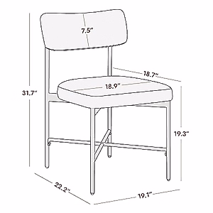 Watson & Whitely Dining Chairs Set of 2, Mid-Century Modern Dinner Chairs, Faux Leather Upholstered Dining Room Chairs with Metal Legs, Saddle Brown