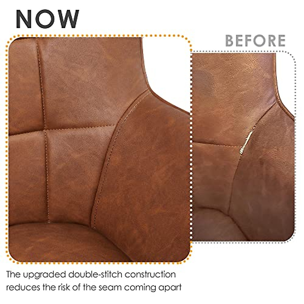 Topeakmart PU Leather Accent Chair, Modern Armchair with Tufted High Back, Oversized Vanity Chair Reading Chair for Living Room/Bedroom, Brown