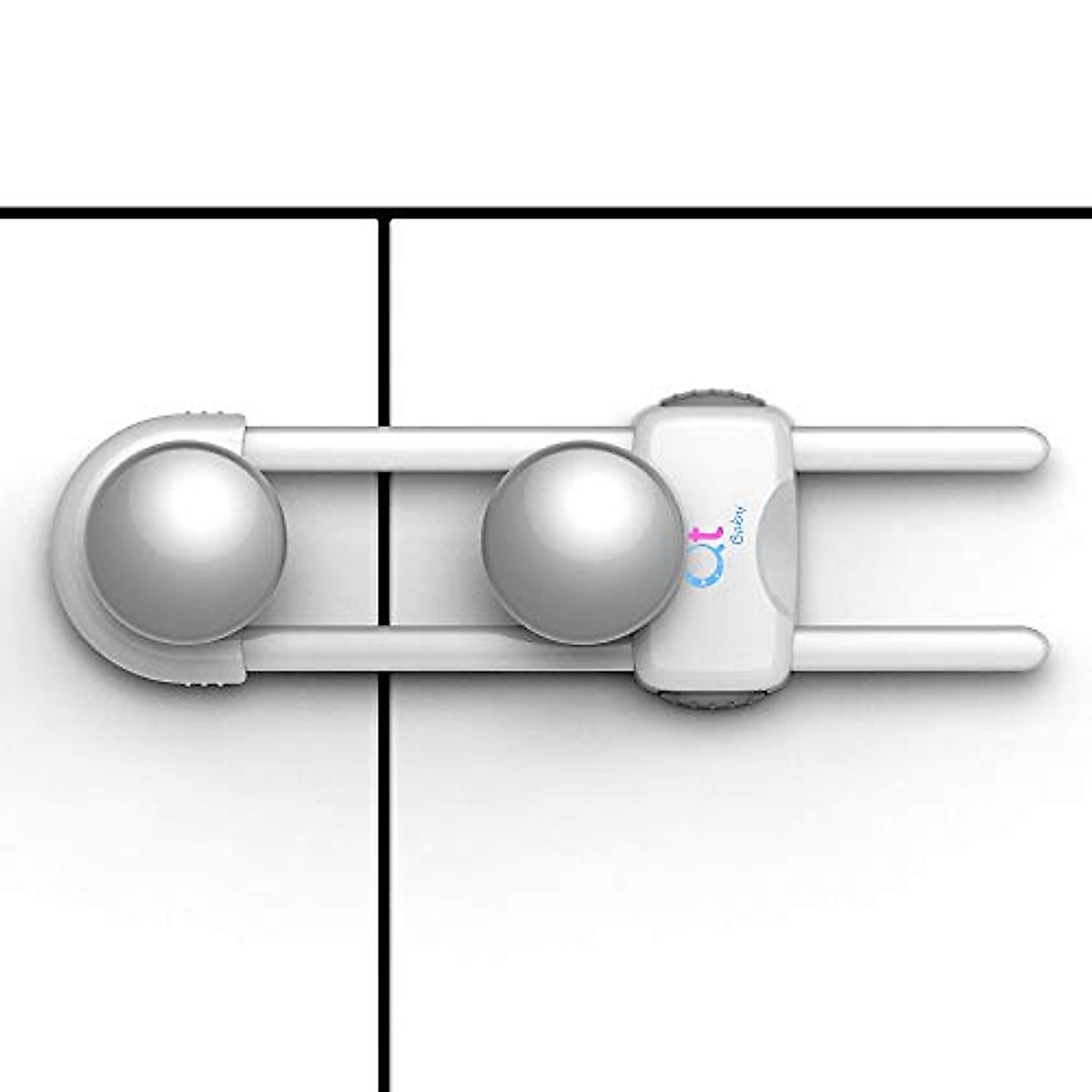 QT BABY Baby Proofing Cabinet Locks | Adjustable U Shaped Baby Safety Latches for Drawers, Fridge, Closet |Modern Baby Proofing Cabinet Lock with Extra Secure Lock Buttons (Pack of 8, White)