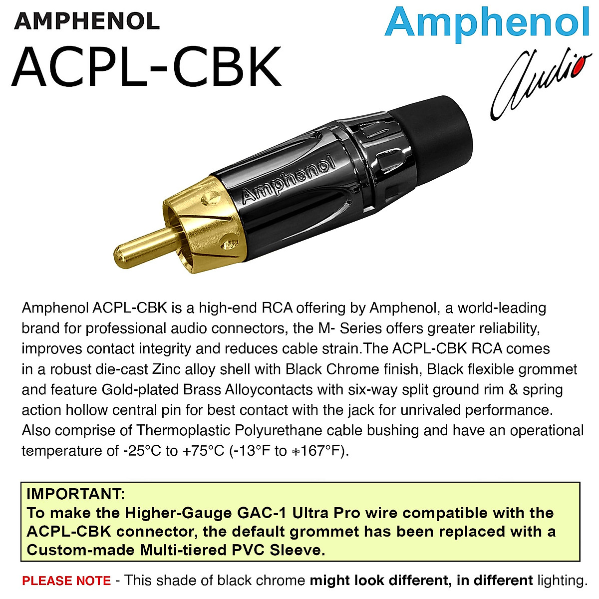 WORLDS BEST CABLES 40 Foot – TS to RCA Cable – Gotham GAC-1 Ultra Pro Low- Capacitance Instrument Cable & Neutrik NP2X-B & Amphenol ACPL-CBK Gold Plugs - CUSTOM MADE