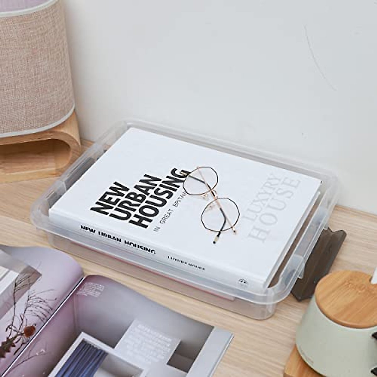 Citylife 3 PCS Plastic Storage Bins with Latching Lids Portable Project Case Clear File Box Stackable Storage Containers for Organizing A4 Paper, Photo, Document, Scrapbook