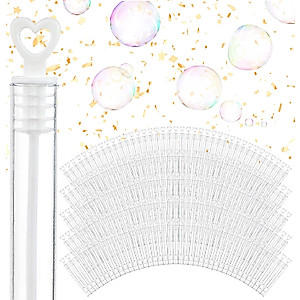 Wedding Bubbles Bulk - White Heart Top Wands (100 Count) Individual Mini Bubble Wand Favors for Weddings, Celebration Party Favor for Guests - Stock Your Home